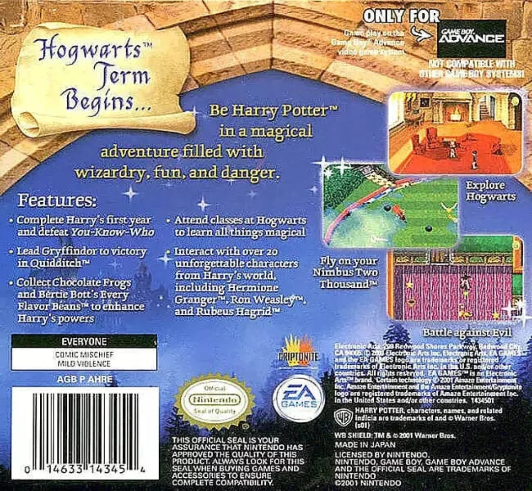 Harry Potter and the Sorcerer's Stone Nintendo Game Boy Advance ...
