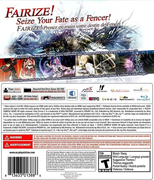 Fairy Fencer F Sony PlayStation 3 Game PS3 - Gandorion Games