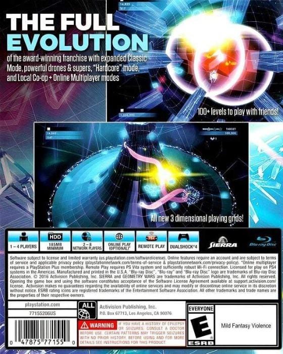 Geometry Wars 3: Dimensions Evolved Sony PlayStation 4 Video Game PS4 ...