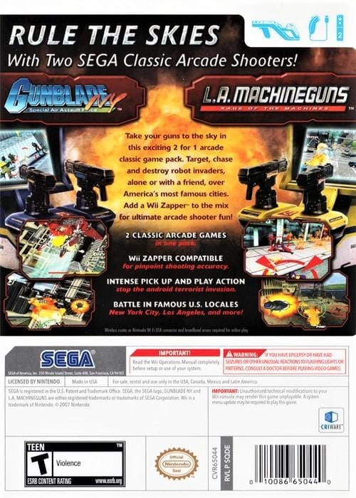 Gunblade NY & L.A. Machineguns Arcade Hits Pack Nintendo Wii ...