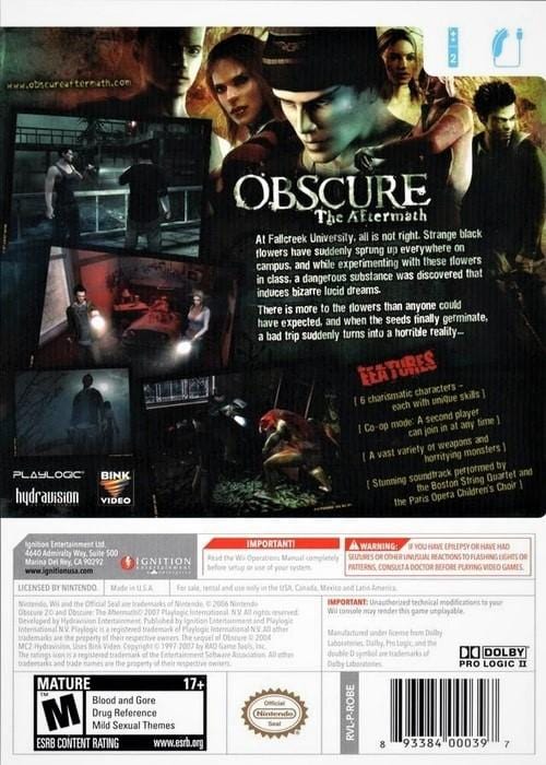 Obscure: The Aftermath Nintendo Wii Game - Gandorion Games