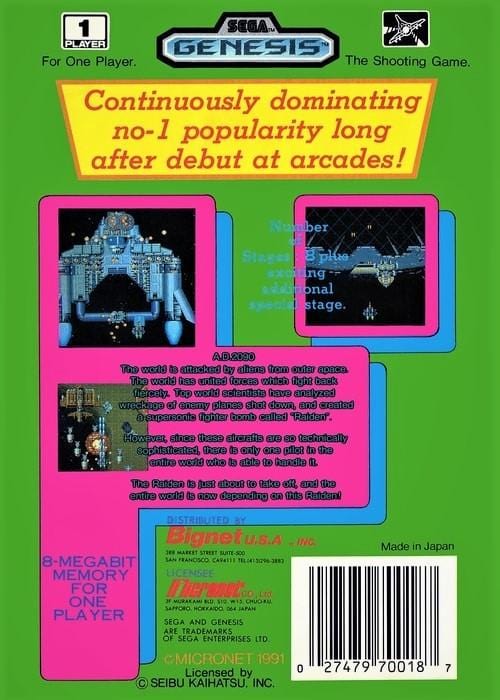 Raiden Trad Sega Genesis - Gandorion Games
