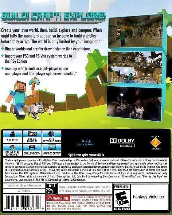 Minecraft: PlayStation 4 Edition Sony PlayStation 4 Video Game PS4 ...